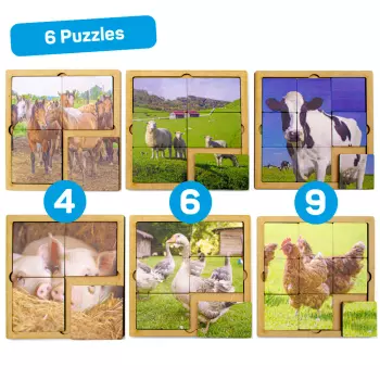Pack 6 Puzzles Animales Granja 4,6,9