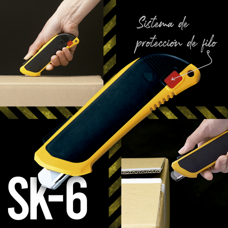Cuchillo De Seguridad Auto-retráctil Con Doble Sistema De Seguridad Sk-6. 1u. Olfa