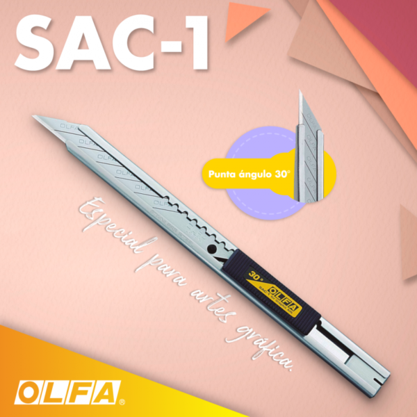 Cuchillo Mediano De 9mm. Con Ángulo De 30° Y Seguro Automático Olfa